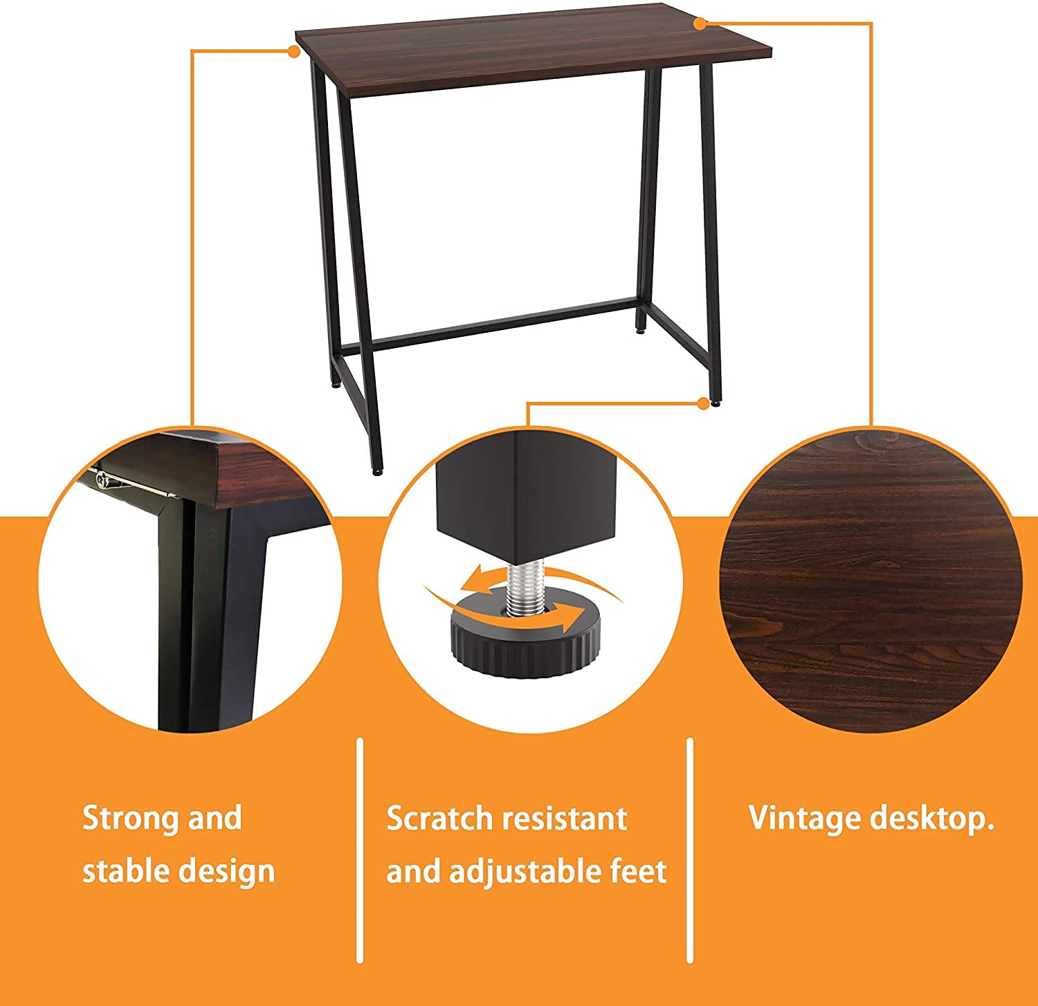 JANE EYRE Small Folding Computer Desk - 31.5 inch Foldable Study Writing Table Home Office Desk for Small Space & Corner