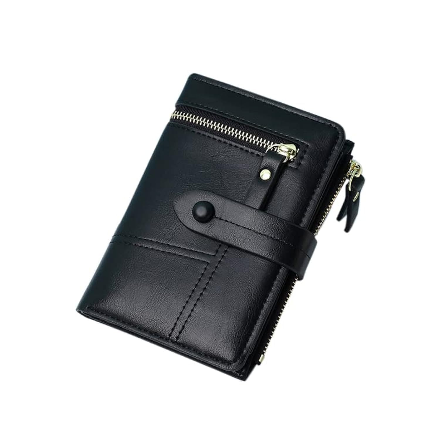 MEL JUN Small Wallet for Women Leather Bifold Compact Small Womens Wallet, Ladies Wallet (Black)