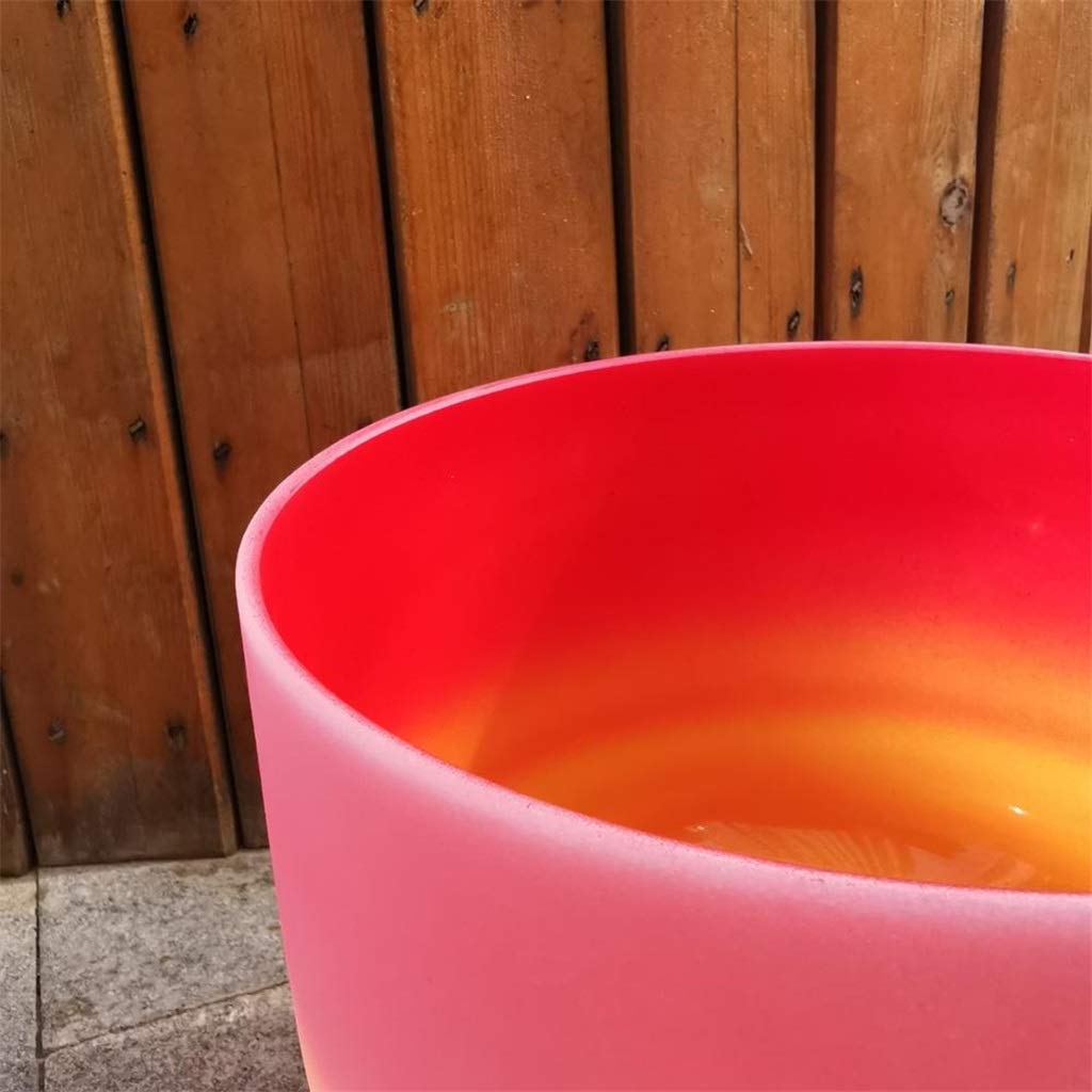 N/A 432HZ Rainbow Red-Yellow Color Quartz Frosted Crystal Singing Bowl 10 Inch for Sound Healing (Size : A)