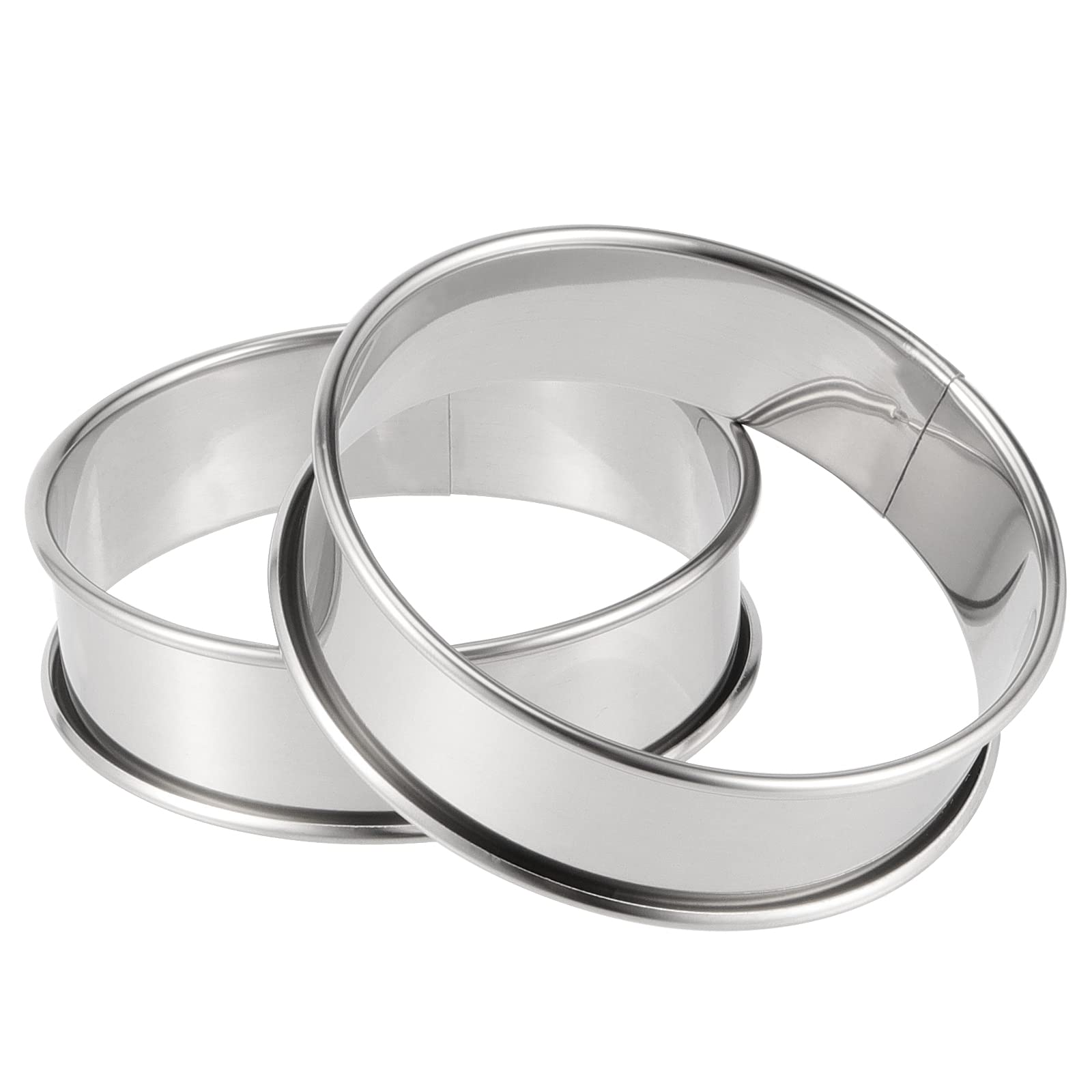 MUKCHAP 20 Pieces 3.15 Inch English Muffin Ring, Stainless Steel Double Rolled Tart Ring, Crumpet Ring Mold for Home Baking, Cooking