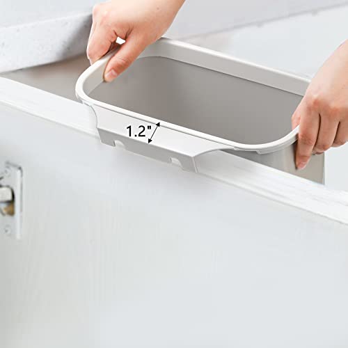 ZEAYEA 2 Pack Hanging Trash Can, 2 Gallon Plastic Cabinet Door Trash Can, Slim Waste Bin with Rim to Fix Trash Bag, Small Wastebasket for Kitchen, Cupboard, Office, Bathroom, Bedroom