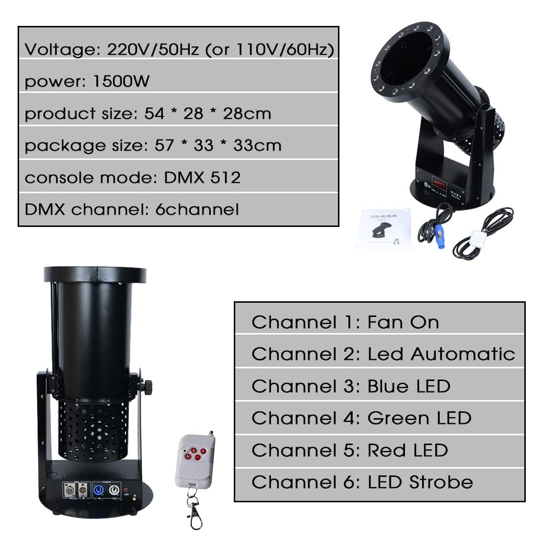 LED Professional Confetti Launcher Cannon Machine, Confetti Blower Machine Confetti Cannon 12X3W RGB 3 in 1 DMX/Remote Control for Weddding Disco Show Club Stage Party