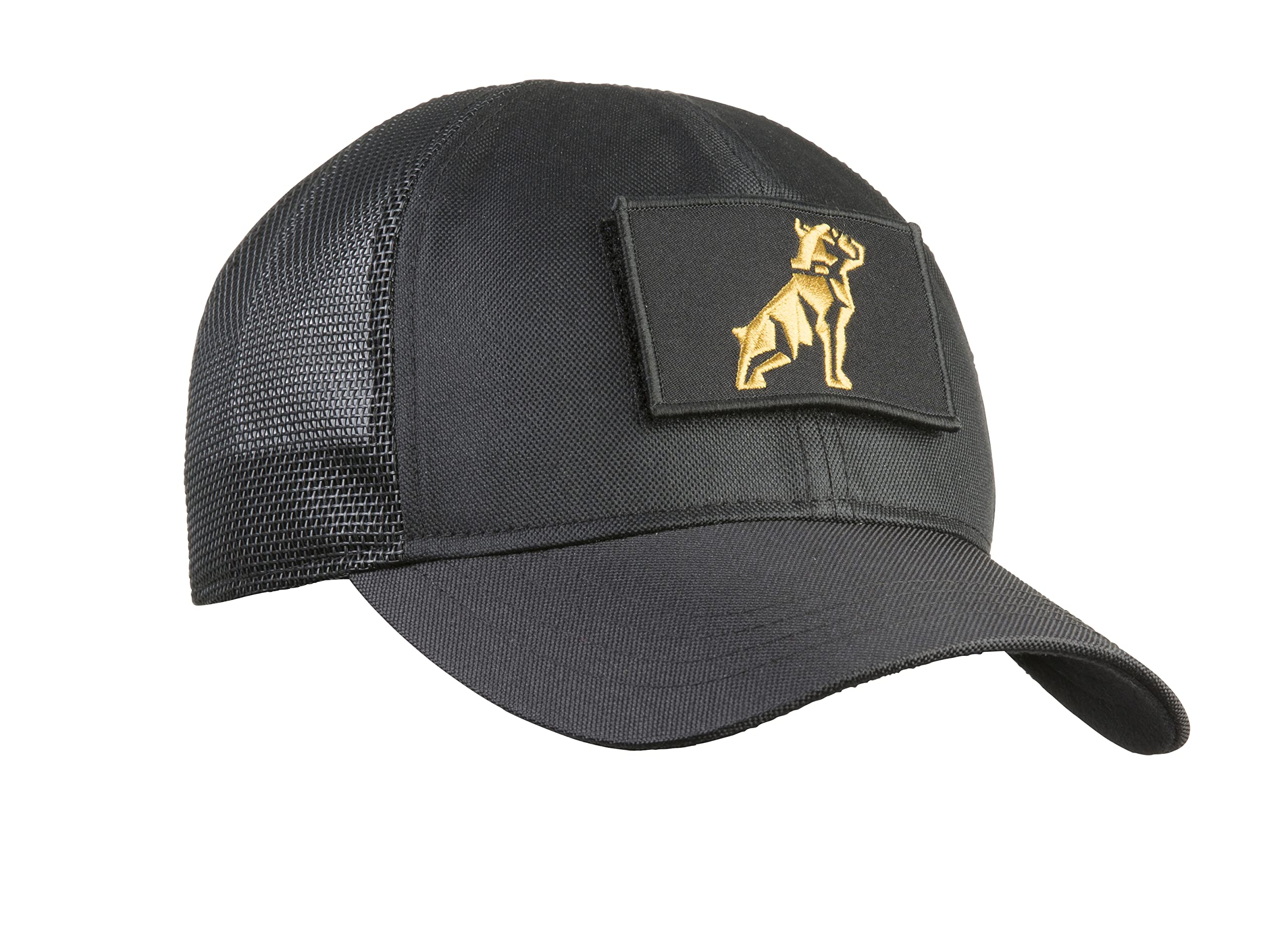 MACK Tactical Cap, Black, Removable Bulldog Patch, Adjustable Velcro Back