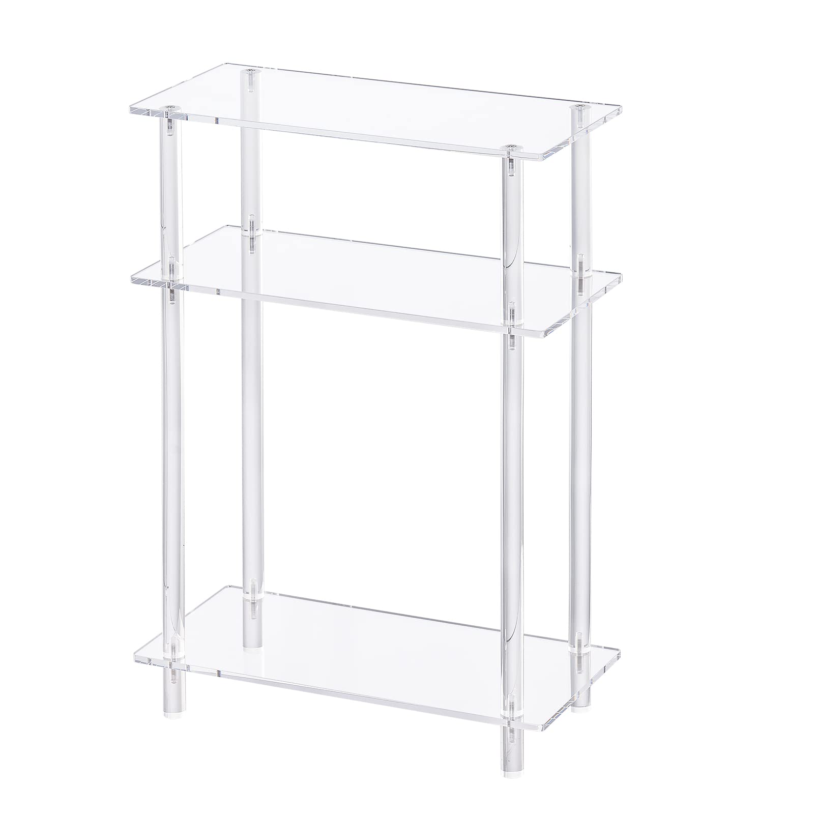 HMYHUM Acrylic Narrow Side Table for Small Spaces, 7" Wide Skinny Nightstand/Bedside Table for Bedroom, Slim Small End Table, 3 Tier, 15.7" L x 22.9" H, Clear