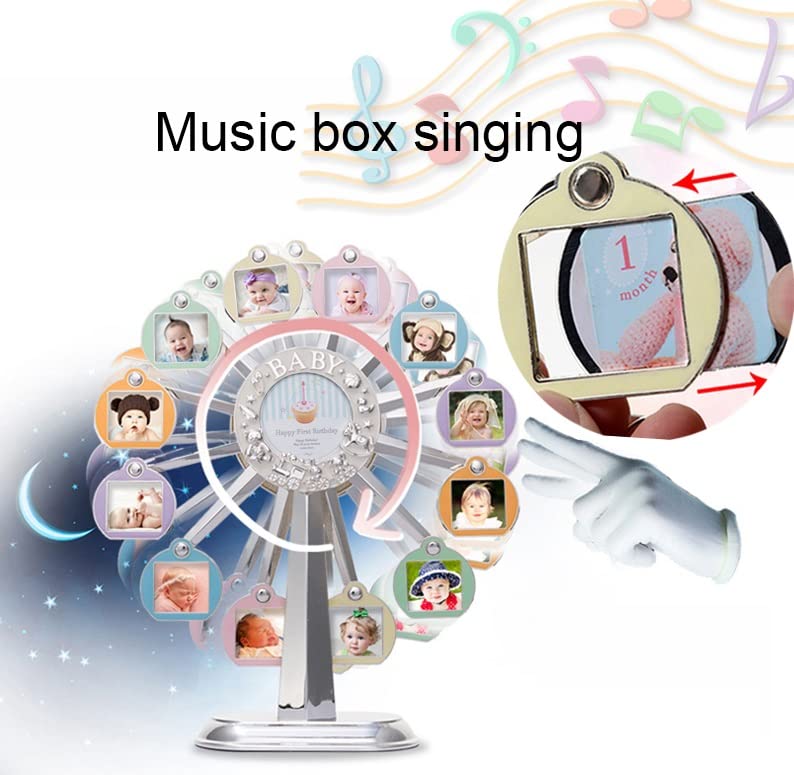 N/A Baby's First Year 12 Photo Frame by Month Newborn Baby Registry H Musical Ferris Wheel Picture Frame