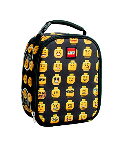 LEGO Kids Classic Heritage Lunch Box, Insulated Soft Reusable Lunch Bag Meal Container for Boys and Girls, Perfect for School or Travel, Meal Tote Keeps Food and Drinks Cold with Buckle, Minifigure