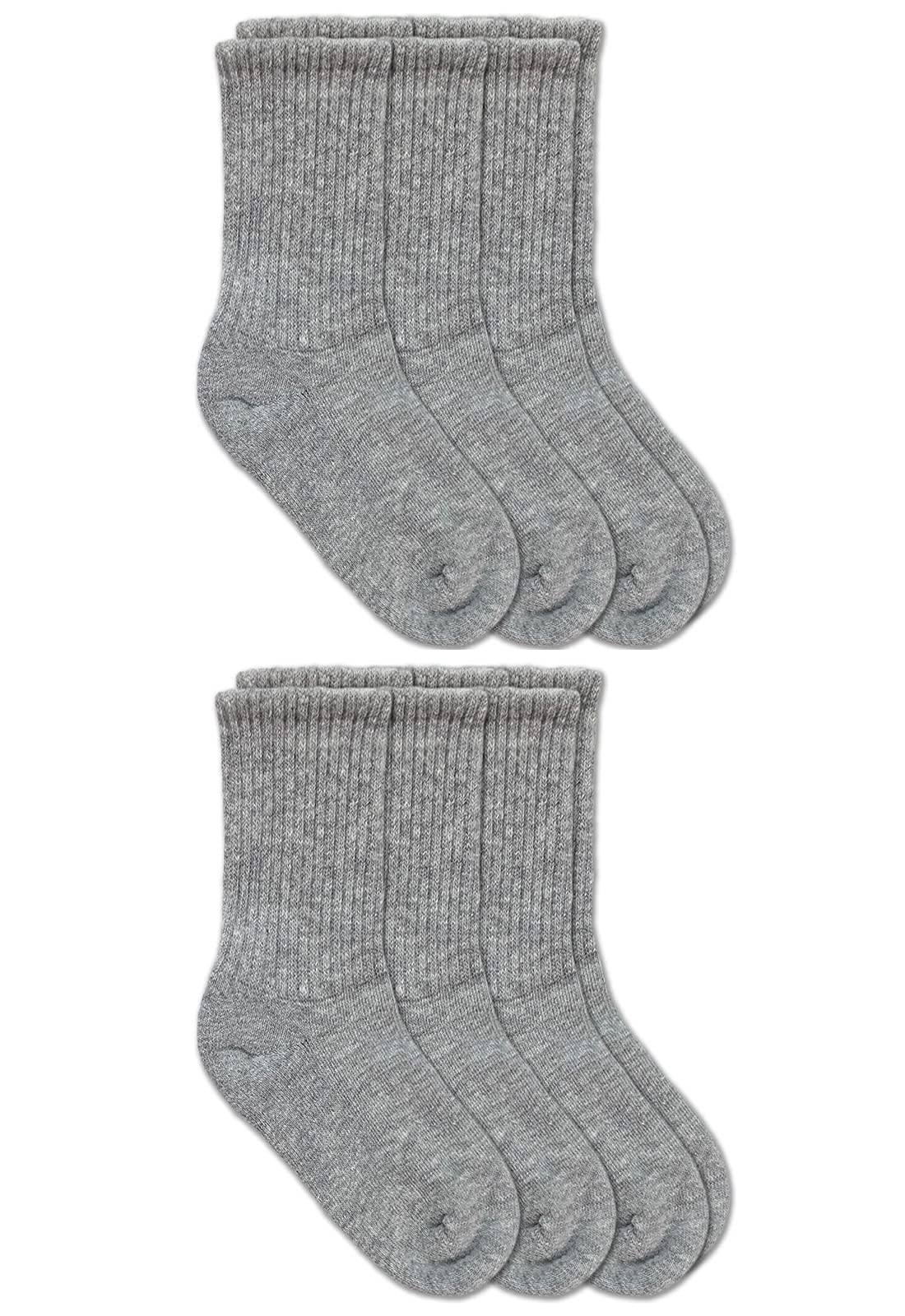 Jefferies Socks Boys Little Boy s Seamless Half Cushion Sport Crew Socks 6 Pair Pack Grey Heather Mediu, Grey Heather, Medium US