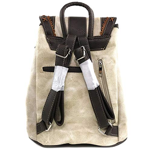 Zelris Western Country Floral Buckle Rucksack Backpack with Matching Wallet Set (Beige)