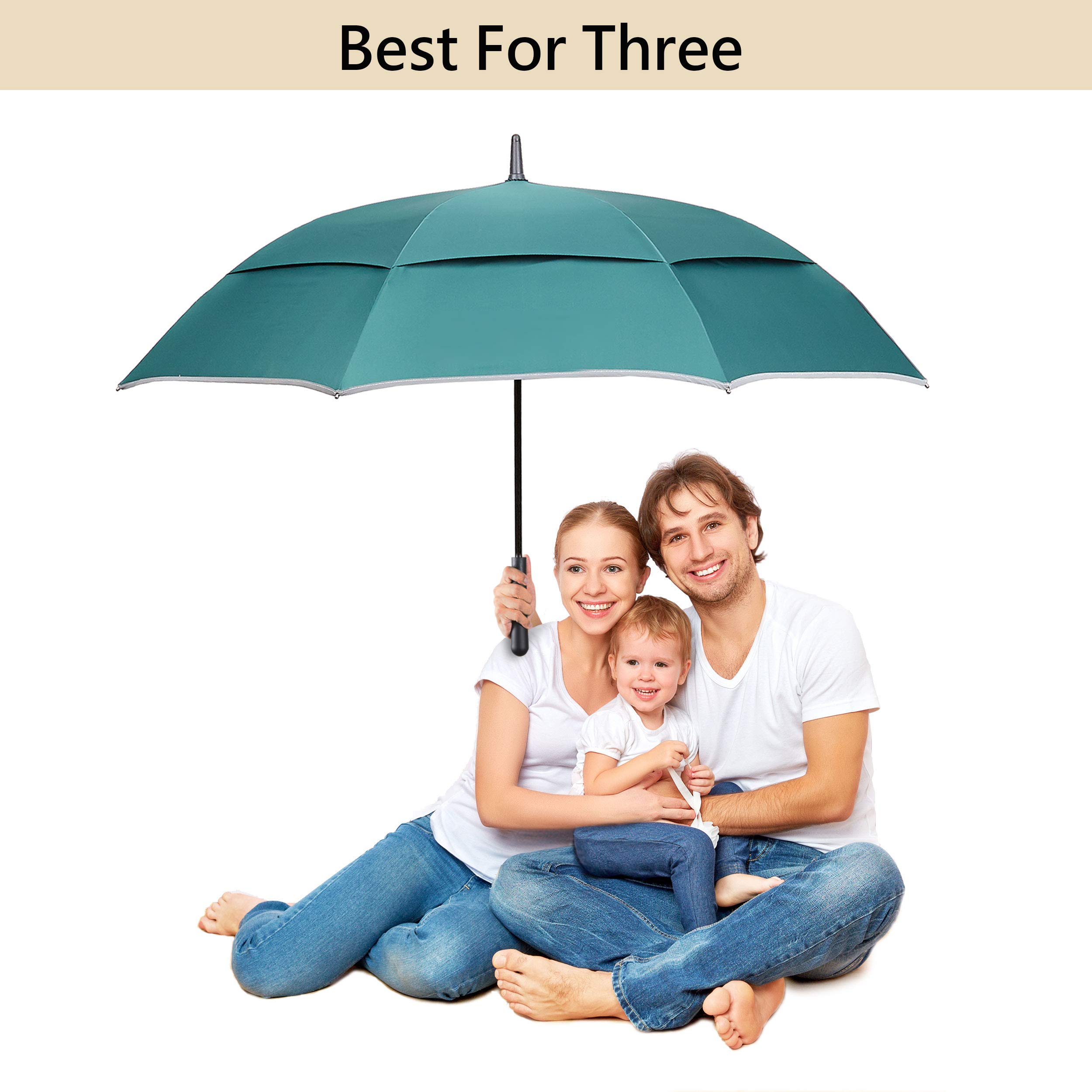 HOSA 54/68 Inch Automatic Open Golf Umbrella, Durable Extra Large Stick Umbrella, Windproof Water Resistant, Double Canopy, UV Protection, Multiple Colors for Men Women