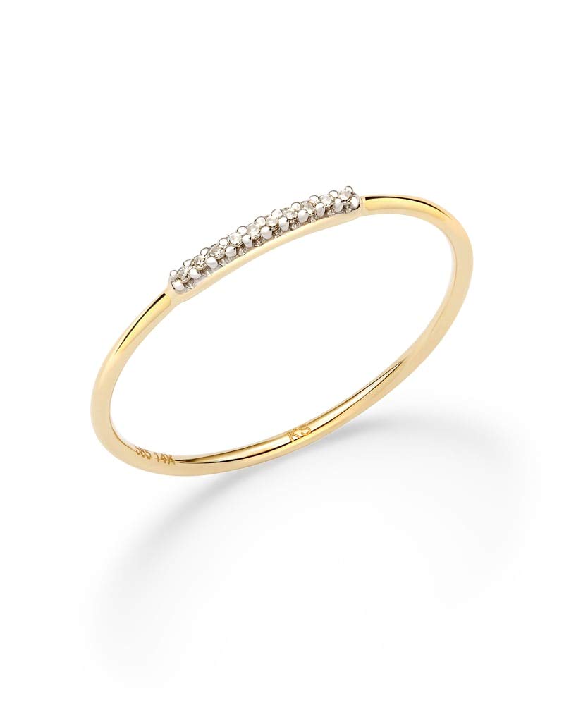 Kendra Scott White Diamond Mila Ring in 14k Yellow Gold, Fine Jewelry For Women, Size 7