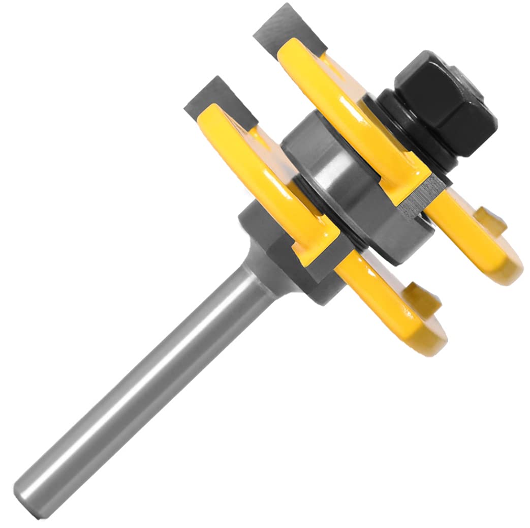Lock Miter 45 Degree Joint Router Bits + 2Pcs Tongue and Groove Set [1/4-Inch Shank], APLUS 45° Lock Mitre Glue Joint Router Bit + Router Bit Set 3 Teeth T Shape, Wood Milling Cutter Woodworking Tool