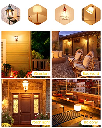 Yellow LED Bug Light Bulbs Outside, A19 LED Yellow Bug Bulb Outdoor 60W Equivalent, 9W Yellow Amber Bug Lights E26 Base Porch Lights, Non-Dimmable LED Lighting for Home, Patio, Deck, Backyard, 4 Pack