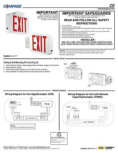 Hubbell Industrial CAGB LED Emergency Exit Sign, Black