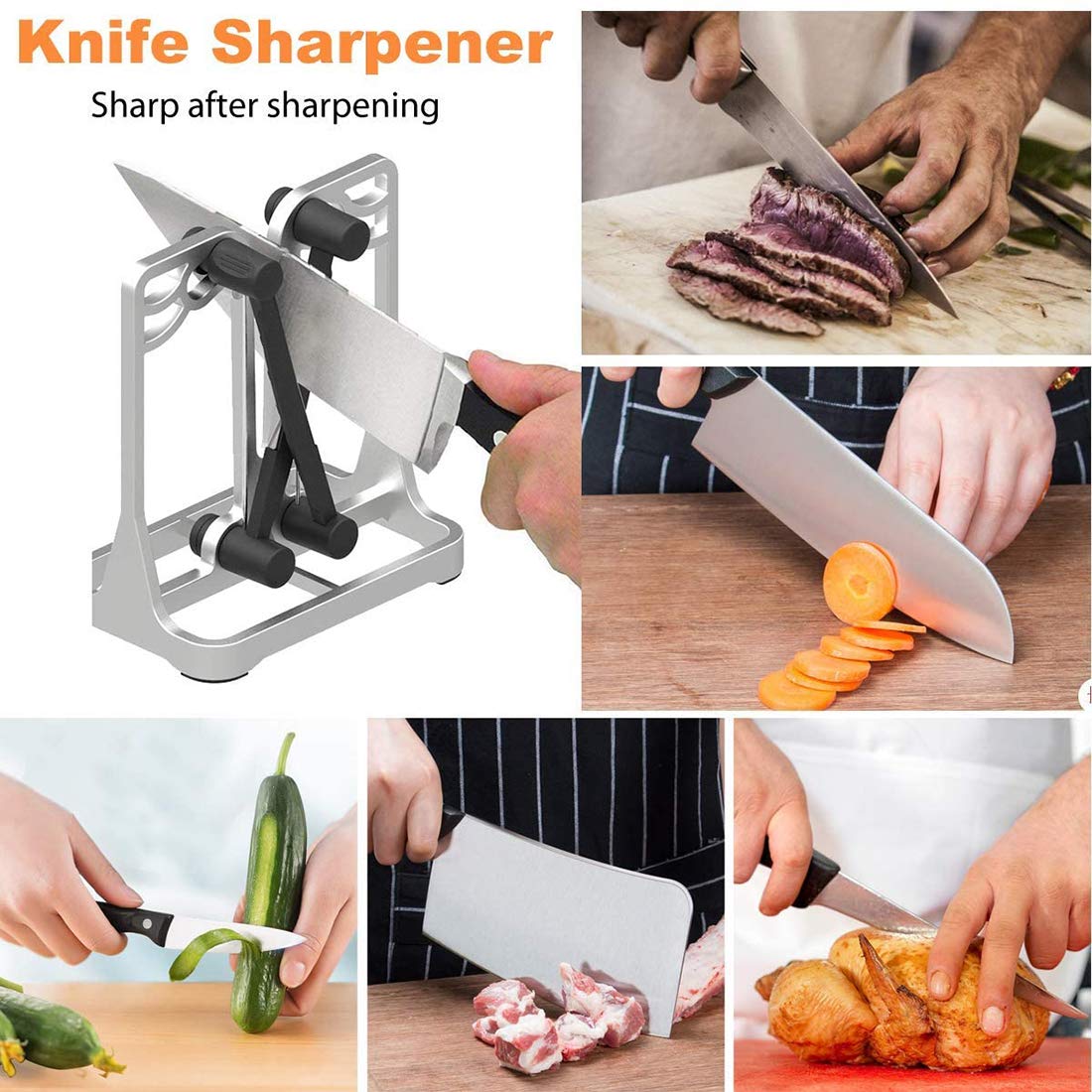 Knife Sharpener Best Professional Premium Manual Knife Sharpener Metal Frame Sharp and Wetting Tool