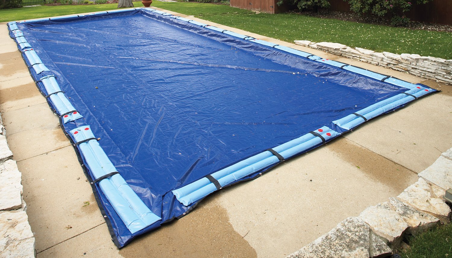 Inground Pool Cover for 16x32 Foot Rectangle Swimming Pool - Super-Duty: 15-Yr with Cover Tubes