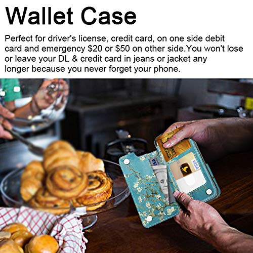 Hoofur for iPhone 14 Pro Case, Slim Fit Premium Leather Wallet Case with Card Holder Slots Shockproof Folio Flip Protective Defender Shell for iPhone 14 Pro 2022 (Peach Blossom)