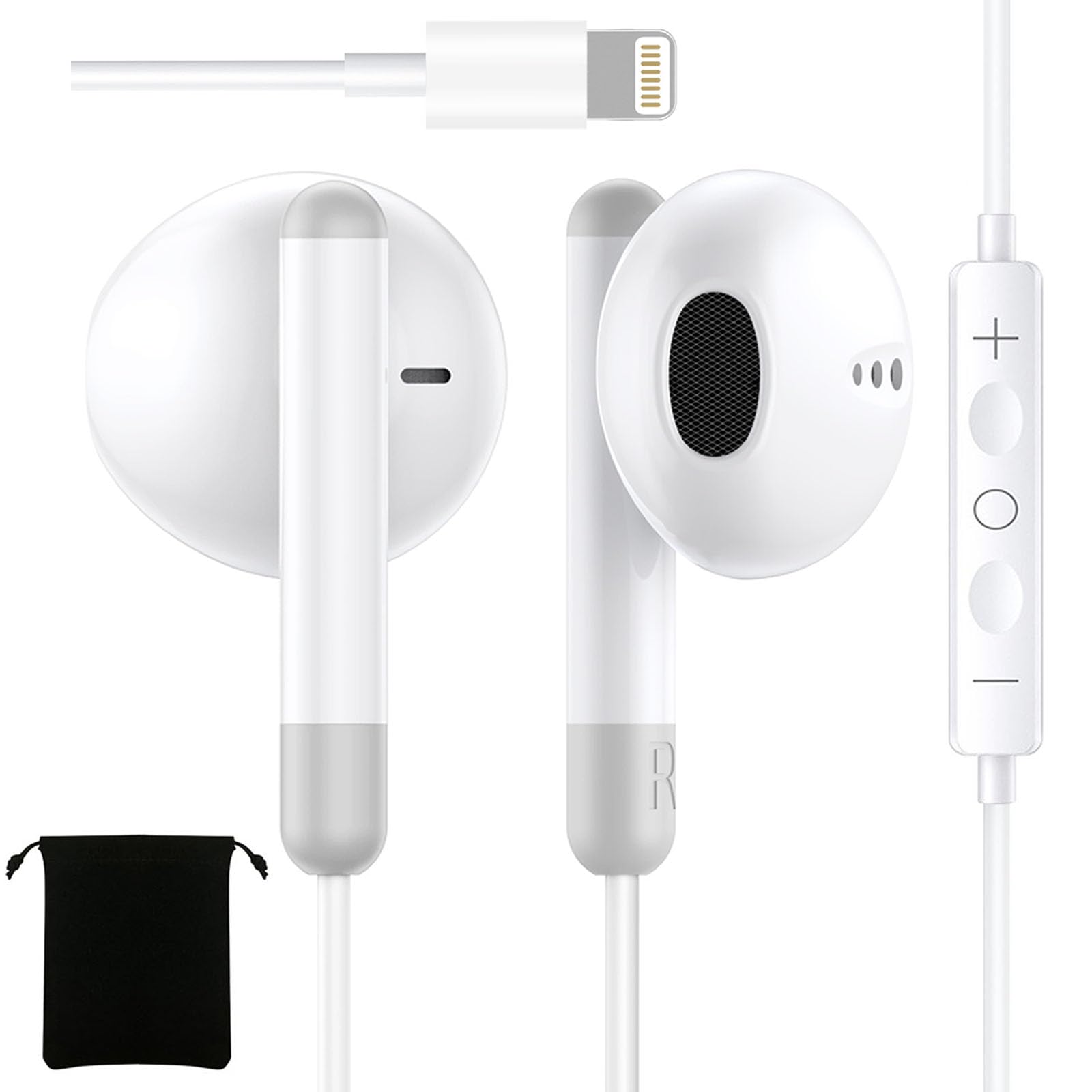 iPhone Earbuds Wired Headphones for iPhone [No Bluetooth Required] with Lightning Connector [MFi Certified](Built-in Microphone&Volume Control) Earphones Wired for iPhone 14/13/12/11/X/8/7/Pro/Pro Max