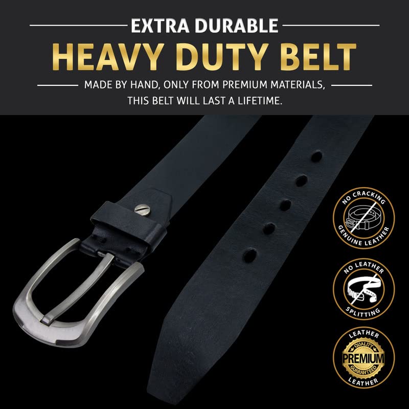 Leather SR Classic Mens Leather Belts Genuine Cow Leather Belt - Leather Belt For Men - Mens Work Belts Leather Heavy Duty (Black, 40)