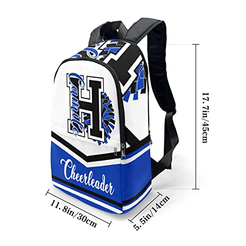 Yeshop Cheerleader Black Blue 1 Personalized Backpack for Teen Boys Girls,Custom Travel Backpack Bookbag Casual Bag Name Gift