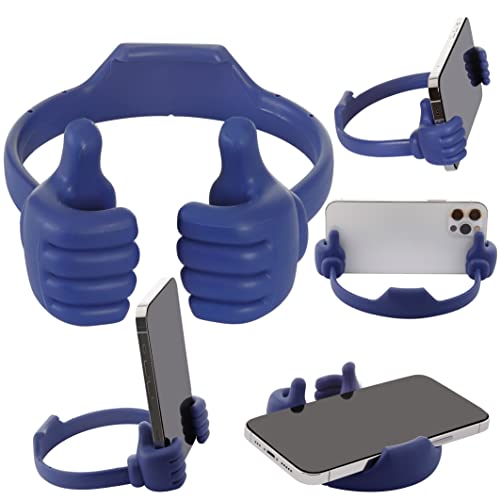 Honsky Thumbs up Cell Phone Stand Holder, Ok Stand Tablet Stand Cradle for Desk Desktop Smartphone Cellphone Mobile Phone Tablets - Universal Adjustable Flexible - Flag Blue, Grey