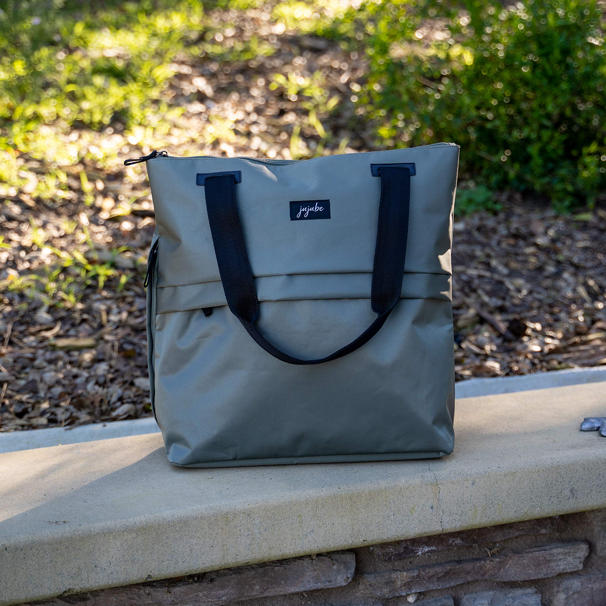 JuJuBe | All Purpose Shoulder Tote Bag | Durable Machine Washable Lightweight with Pockets use for Travel, Gym, Beach or Baby Diaper Bag | Olive