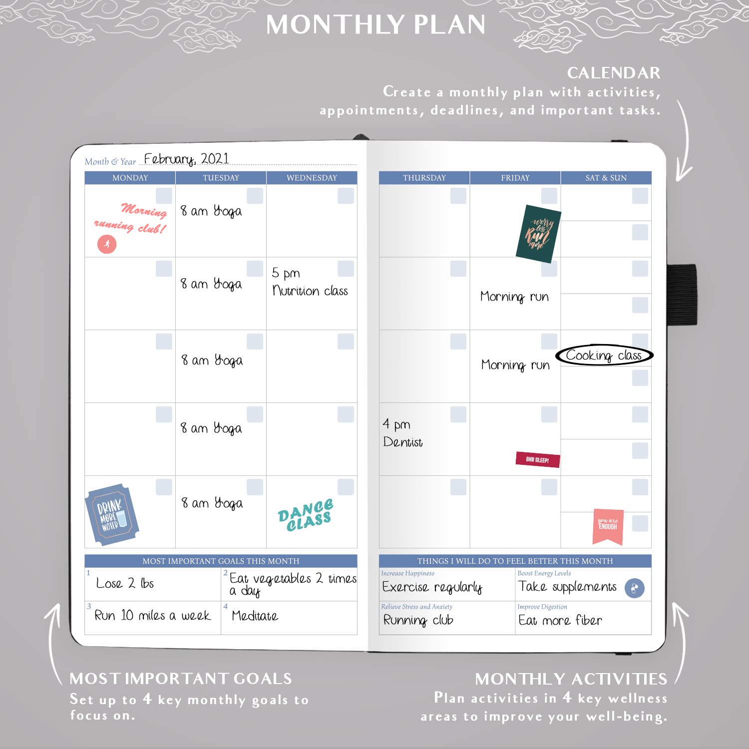 Legend Wellness Planner & Food Journal Pocket – Daily Diet & Health Journal with Weight Loss, Measurement & Exercise Trackers – Lifestyle & Nutrition Diary – Lasts 6 Months, 3.9x6.3″ – Black