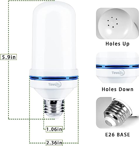 Yewclls LED Flame Effect Light Bulb, 4 Modes E26 Base Fire Light Bulbs with Gravity Sensor (Blue - 2 Pack)