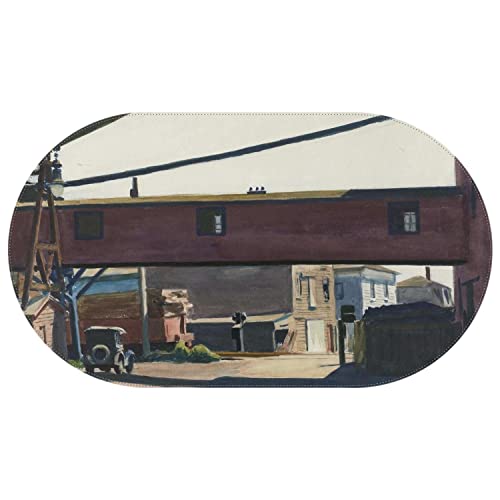 Oval Waterproof Tablecloth Edward-Hopper-Painting-1928-Box-Factory,-Gloucester- Reusable Tablecloth for Parties Decorative Rectangle Table Cover 60 Inch X 102 Inch