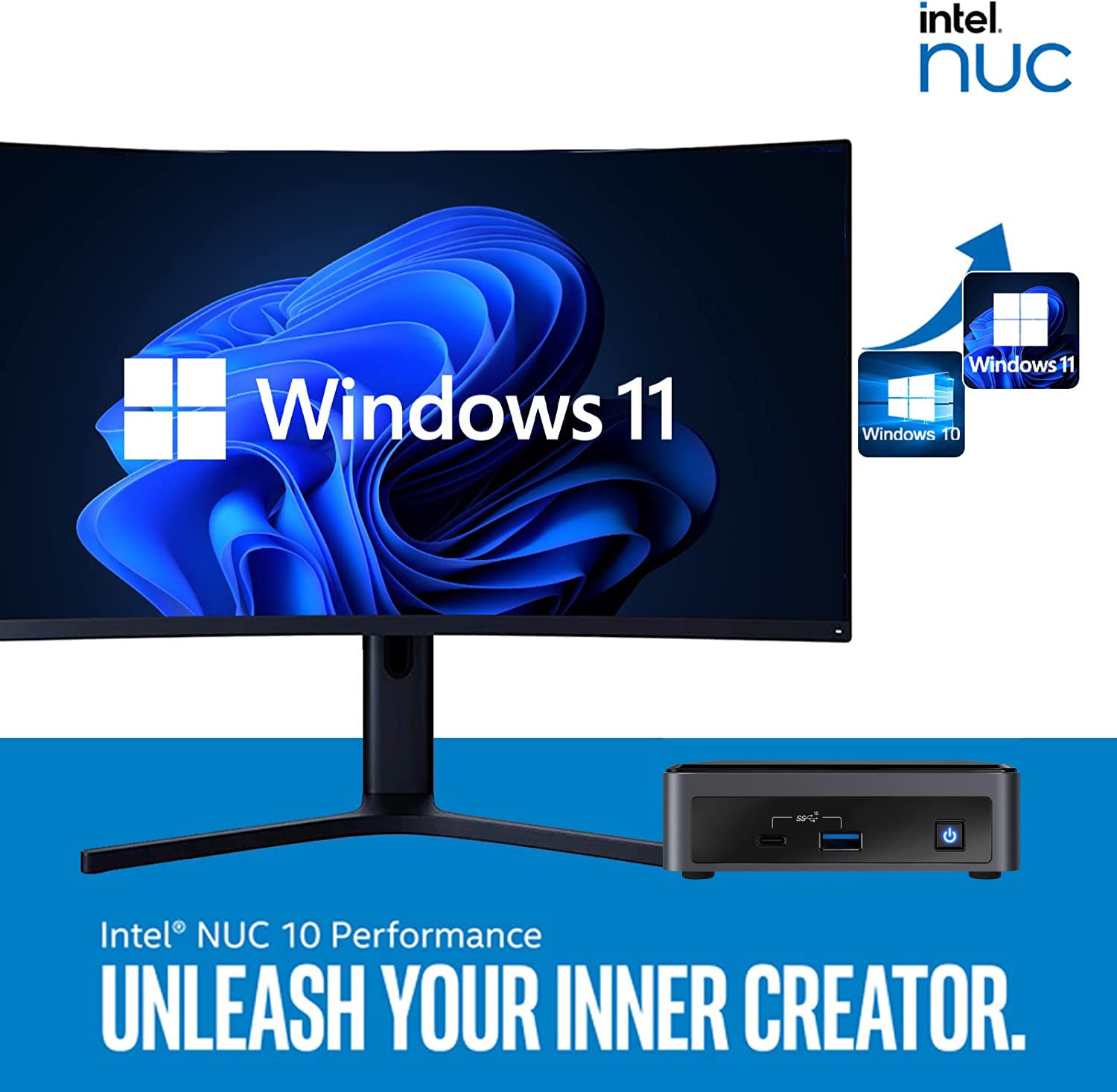 Intel NUC 10 Mini Performance Kit (32GB RAM, 1TB SSD, Core i7-10710U, UHD Graphics) Booksize Business Home Gaming PC Desktop, RJ45, Wi-Fi 6, 3-YR Warranty, IST Cable, Win 11 Pro, BXNUC10I7FNKN1
