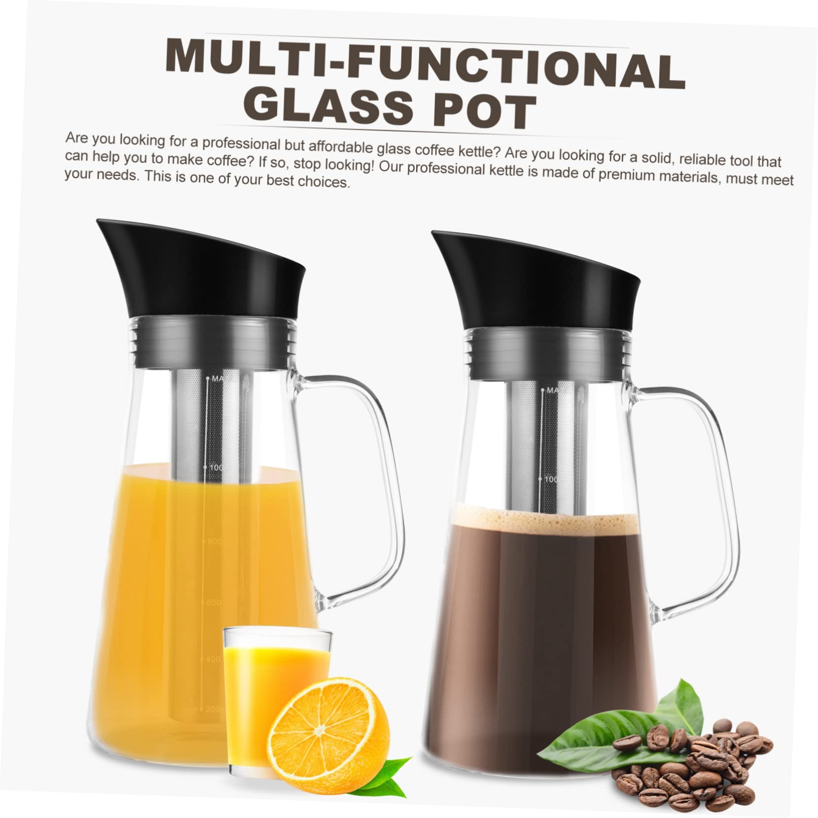 HOMSFOU 1pc Filter Jug Glass Iced Coffee Maker Pour over Coffee Maker Pour over Coffee Brewer Tea Pitcher Pot Expresso Coffee Machine Large Teapot Stainless Steel Hot and Cold Water Bottle