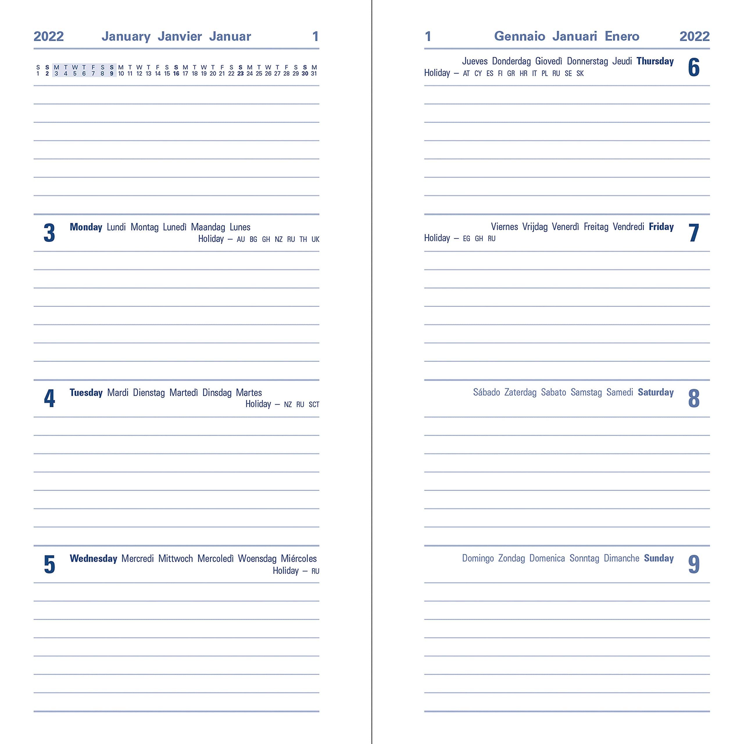 Letts Memo Slim Week to View 2022 Diary - red