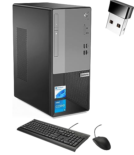 Lenovo V50t Gen 2 Business Tower Desktop Computer, Intel Hexa-Core i5-10400 (Beat i7-8700), 16GB DDR4 RAM, 1TB PCIe SSD + 1TB HDD, DVDRW, Ethernet, WiFi Adapter, KB and Mouse, Windows 11 Pro, AZ-XUT
