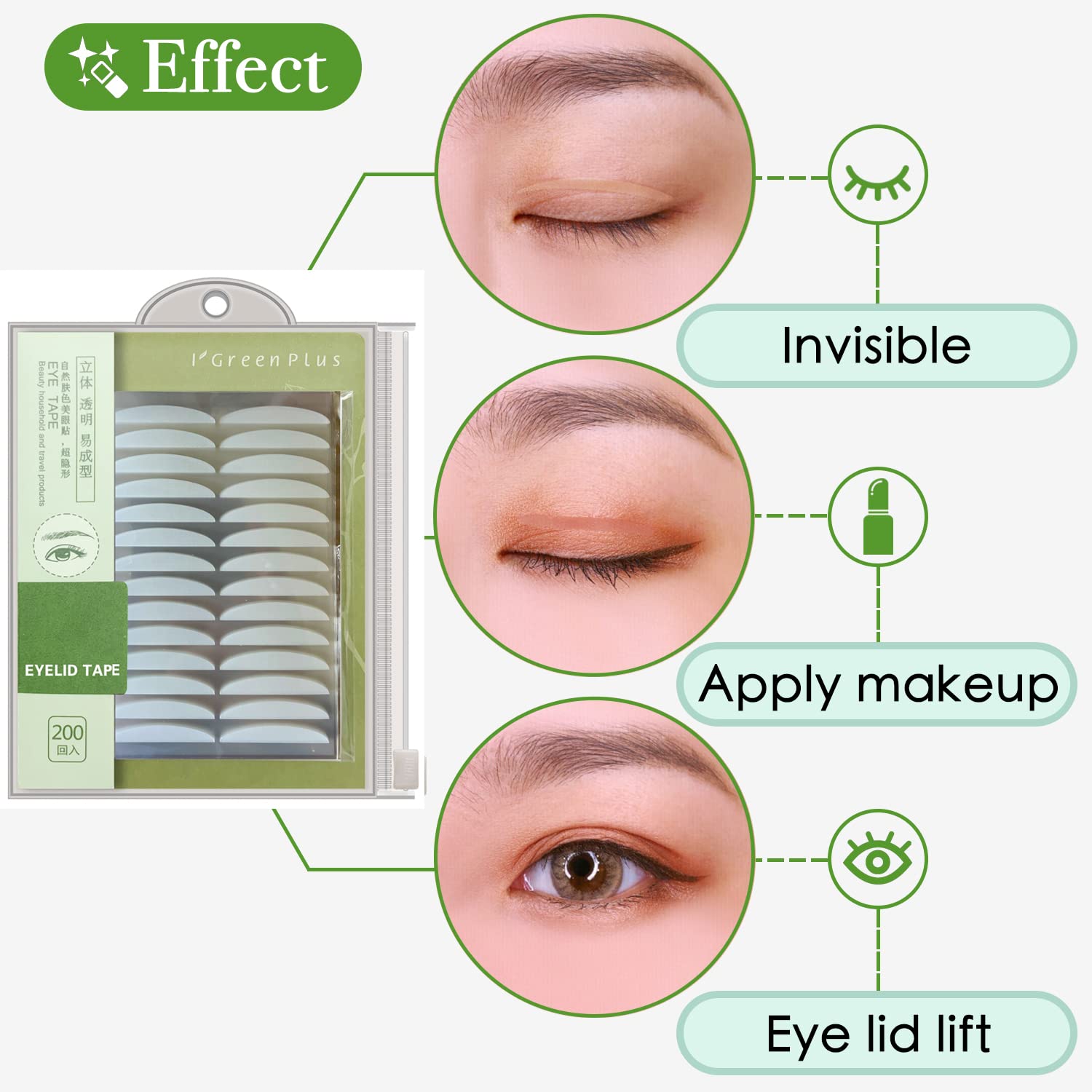 Natural Invisible Single Side Eyelid Tape Stickers(280Pcs,Szie 5MM) Medical-use Fiber Eyelid Lift Strip, Instant Eye Lift Without Surgery, Perfect for Uneven Mono-Eyelids, Slim