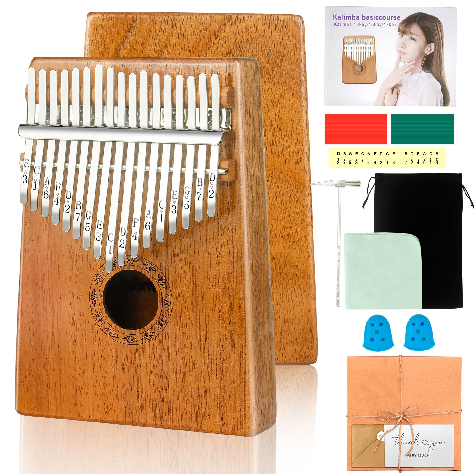 Kalimba 17 Keys Thumb Piano, Protable Finger Piano with EVA Waterproof Hard Protective Case, Gift for Kids Adult Beginners