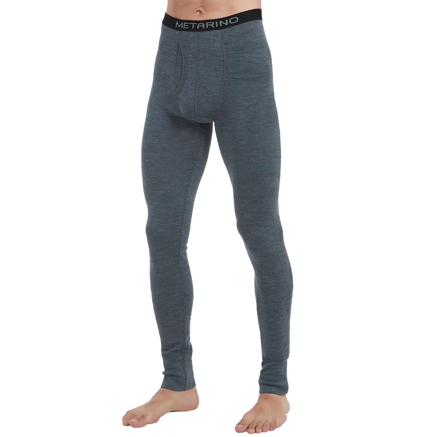 METARINO Merino Wool Base Layer Thermal Pants Men,Midweight Long Underwear Leggings,Dark Grey,X-Large