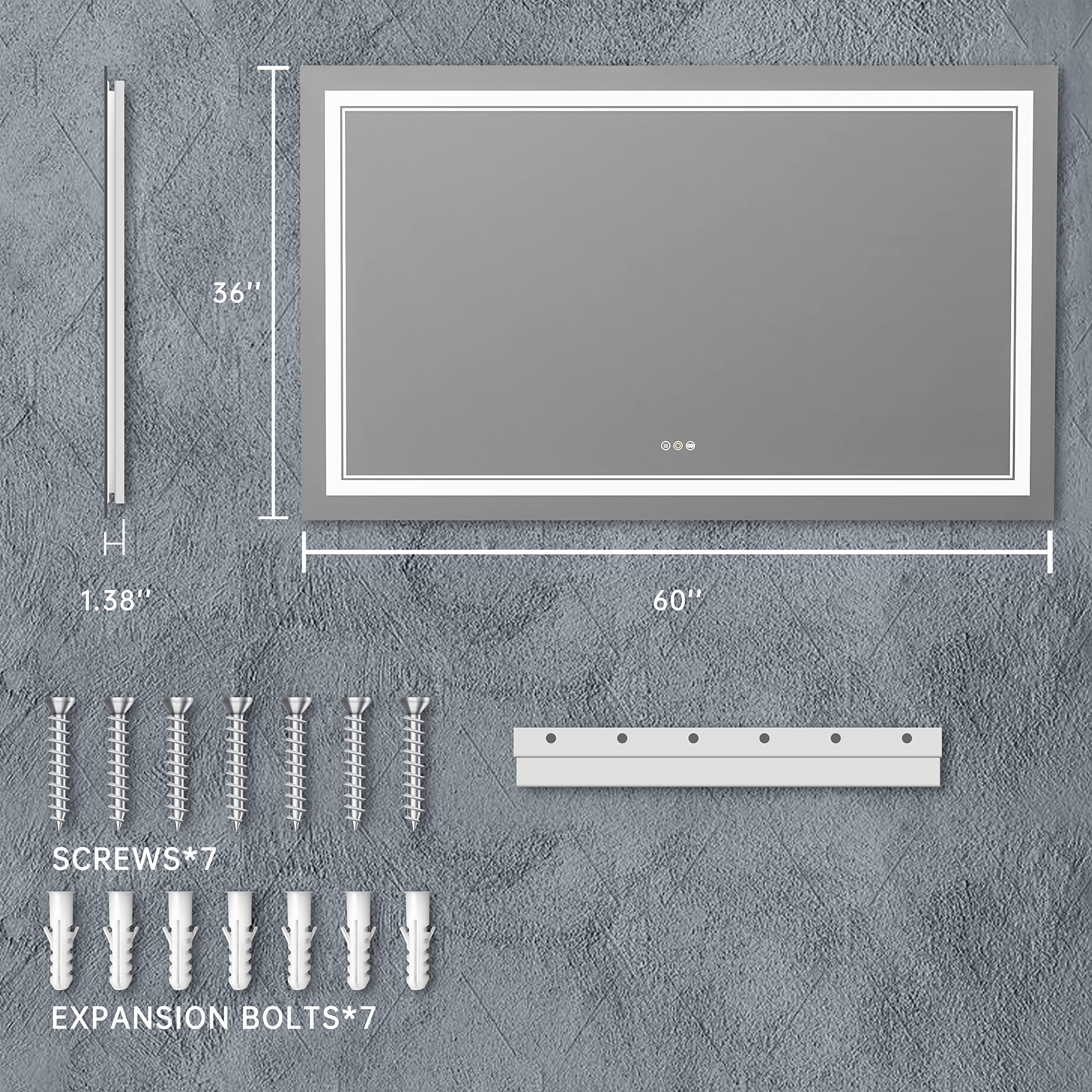 LED Mirror for Bathroom, 24x40 inch Anti Fog Bathroom Mirror with Lights, Lighted Mirrors for Bathroom Wall with Smart Touch Button, Memory, Wall Switch