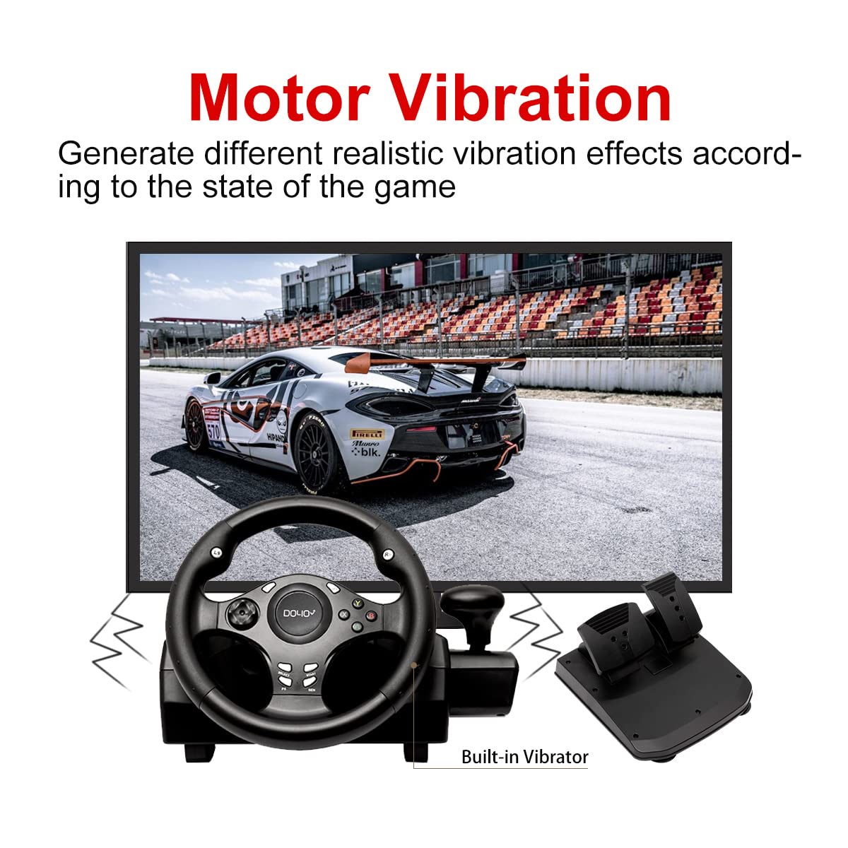 PC Racing Wheel, 270 Degree Gaming Steering Wheel with Responsive Gear and Pedals for Xbox Series X|S, PC, PS4, Xbox One, Nintendo Switch, Android (Black)