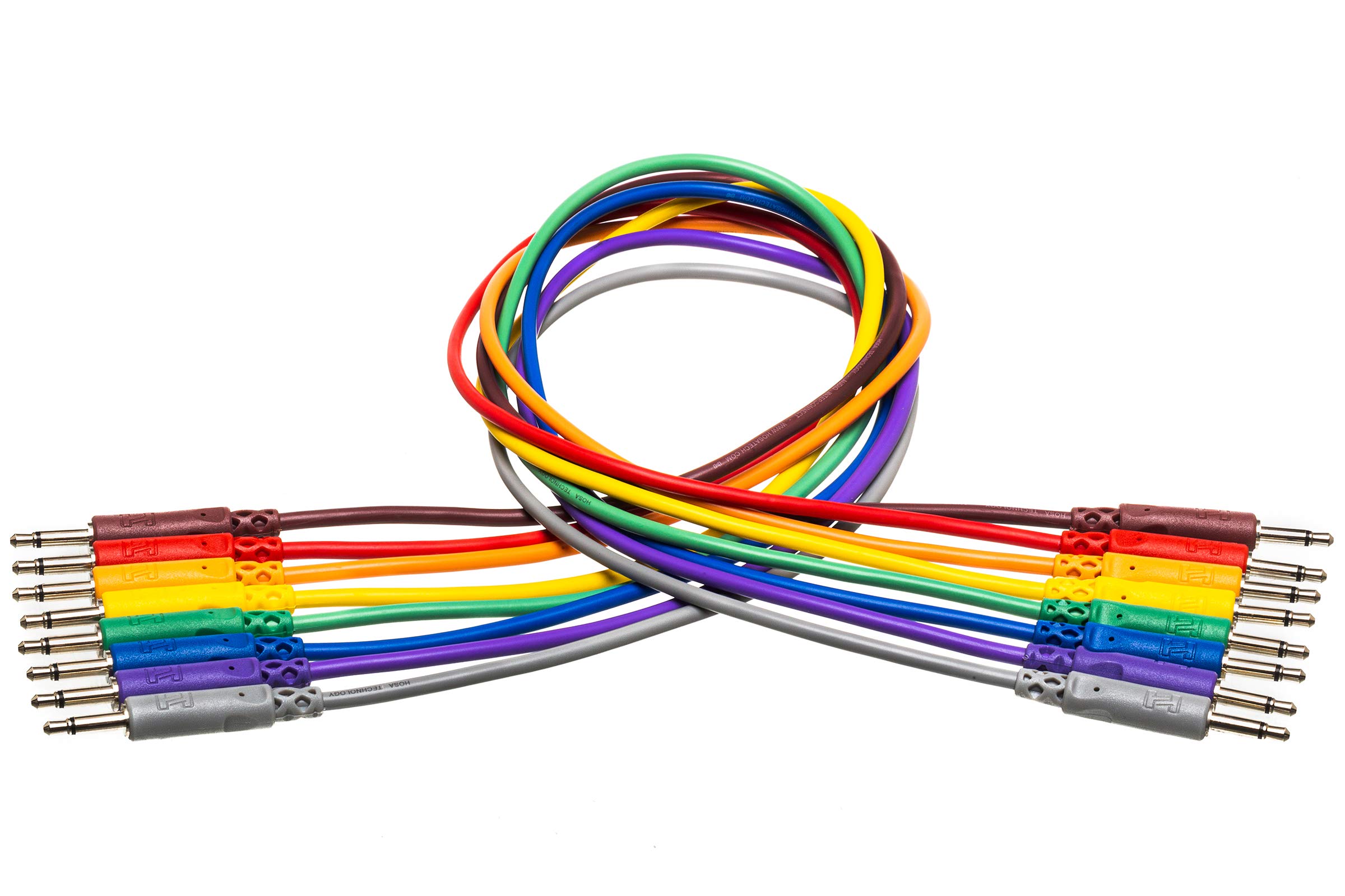 HOSA Technology GMM-105 Knucklebone Adaptor 3.5 MM X 6 CMM-830 3.5 mm TS to 3.5 mm TS Unbalanced Patch Cables, 1 Foot Bundle