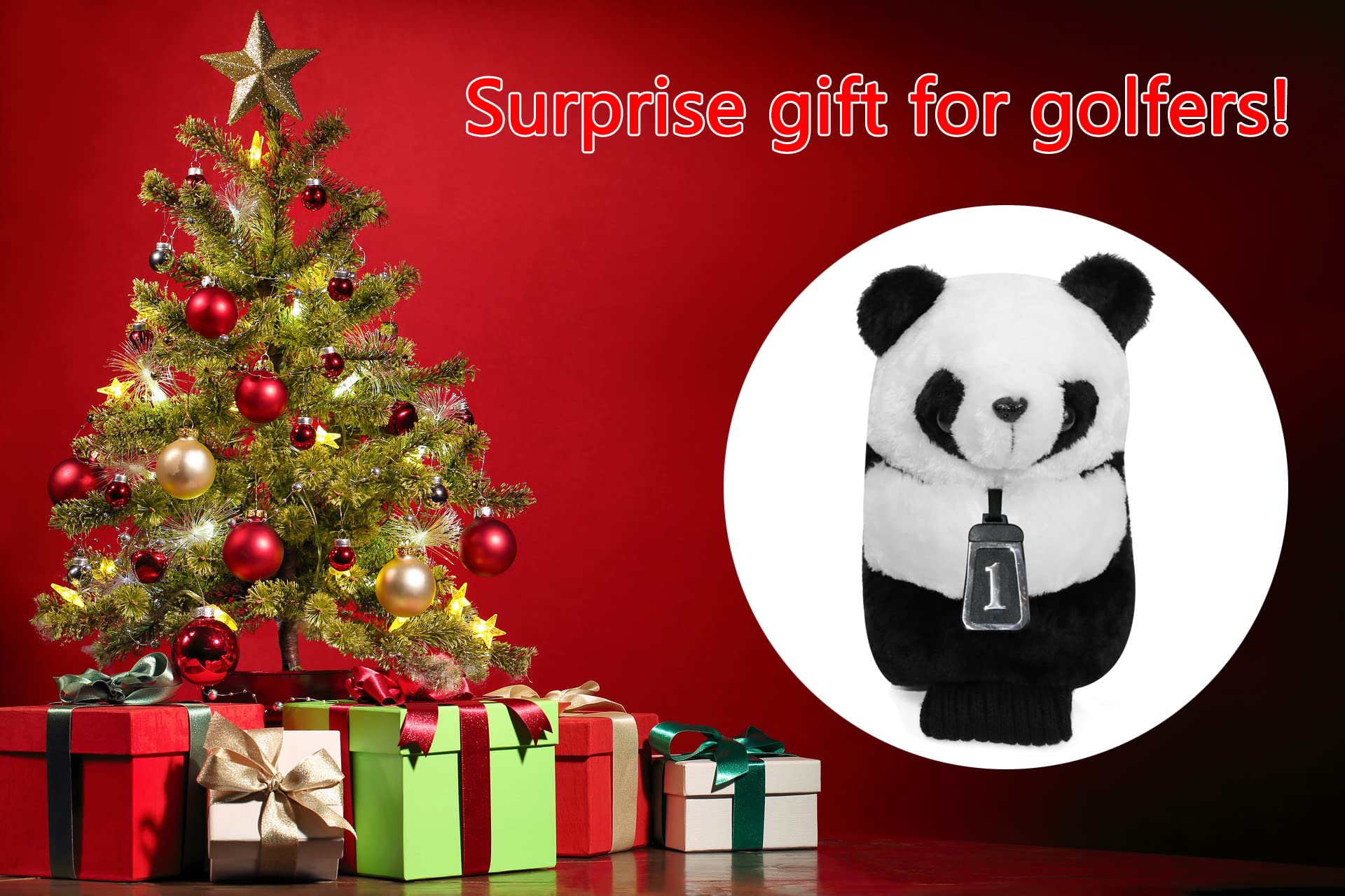 LeFeng Animal Golf Headcovers, Funny Golf Head Covers Collection for Driver and Fairway Wood, Cute and Soft Golf Club Protector(Panda Driver)