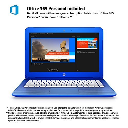 HP Stream 13 13.3 inch Laptop (Intel Celeron N3050 up to 2.16 GHz, 2GB RAM, 32GB Solid State Drive, Windows 10 Home) Blue (Renewed)