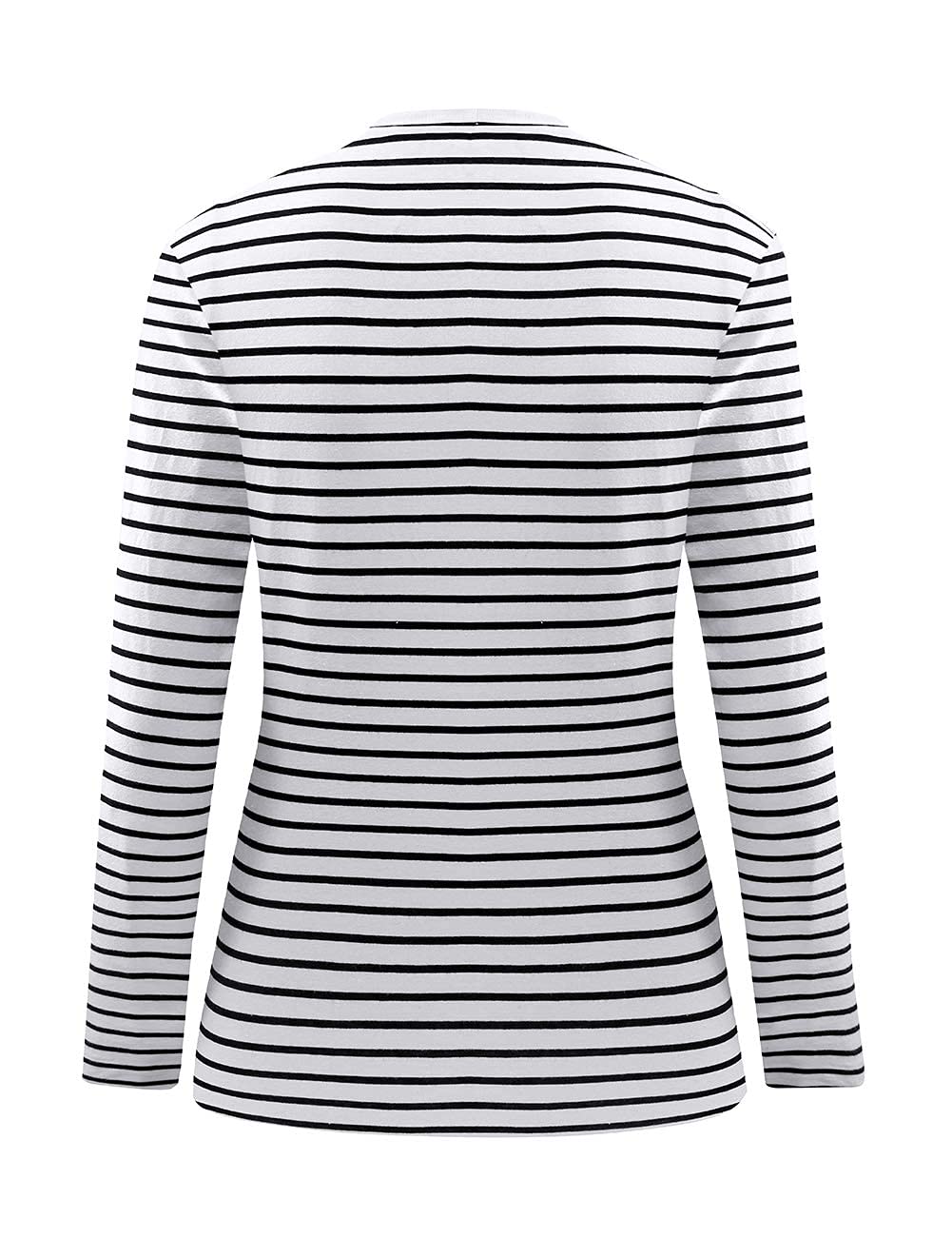 LilyCoco Women's Striped Shirt Mock Neck Tops Long Sleeve Casual Basic T-Shirts Red Black Stripe Small