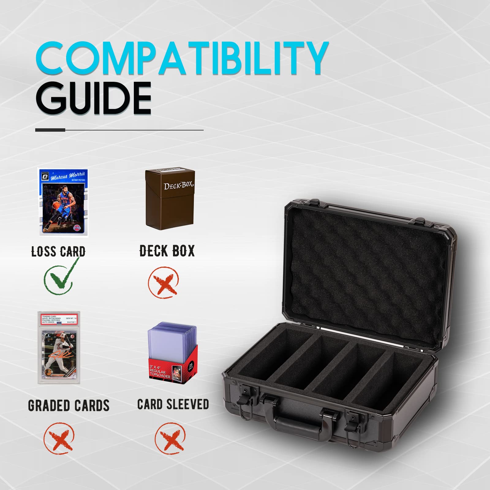 Metal Card Case Holder Deck Box Organizer Trading Card Storage Box Comlatible with standard loose Cards Baseball Card,Sport Cards