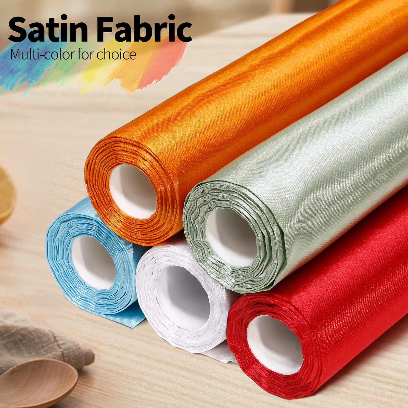 Horbaunal White Satin Fabric, 60" Wide, 2 Yards, Soft Charmeuse Satin Fabric for DIY Crafts Decorations Costume