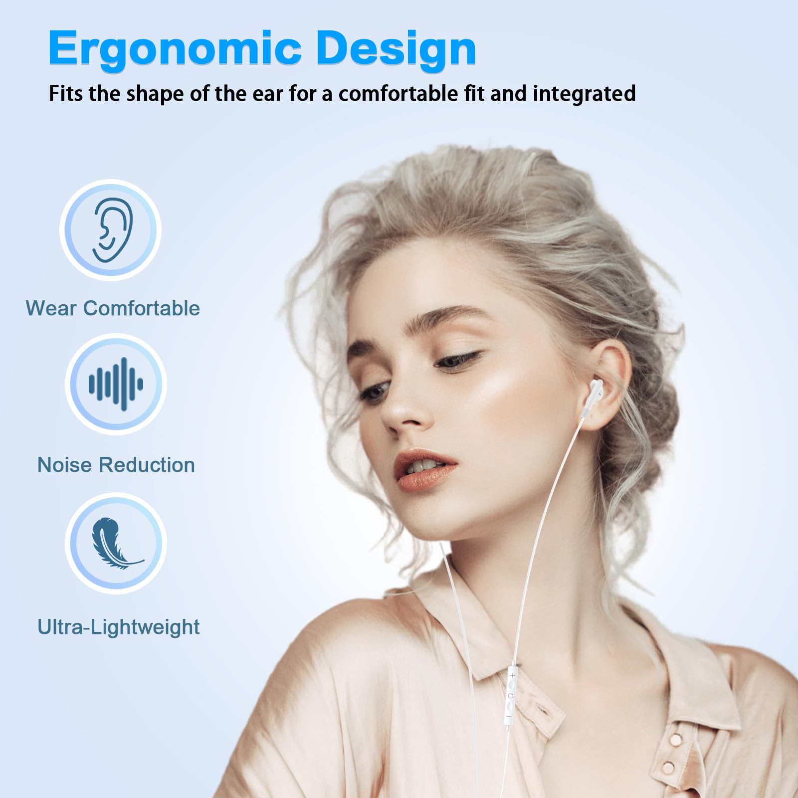 iPhone Earbuds Wired Headphones for iPhone [No Bluetooth Required] with Lightning Connector [MFi Certified](Built-in Microphone&Volume Control) Earphones Wired for iPhone 14/13/12/11/X/8/7/Pro/Pro Max