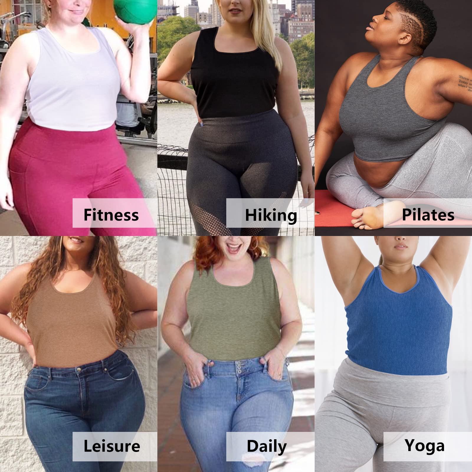 Moon Wood 3 Pieces Basic Plus Size Cropped Tank Tops for Women Sleeveless Racerback Crop Tank Top Sports Workout