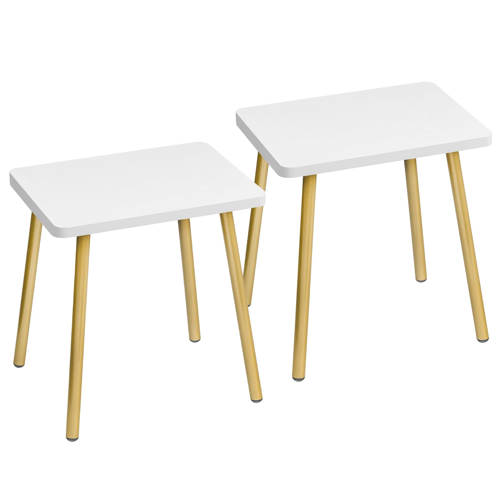 HOOBRO Side Table, Small White Accent End Table, Modern Nightstand for Living Room, Bedroom, Balcony, Easy Assembly, White and Gold DW87BZ01