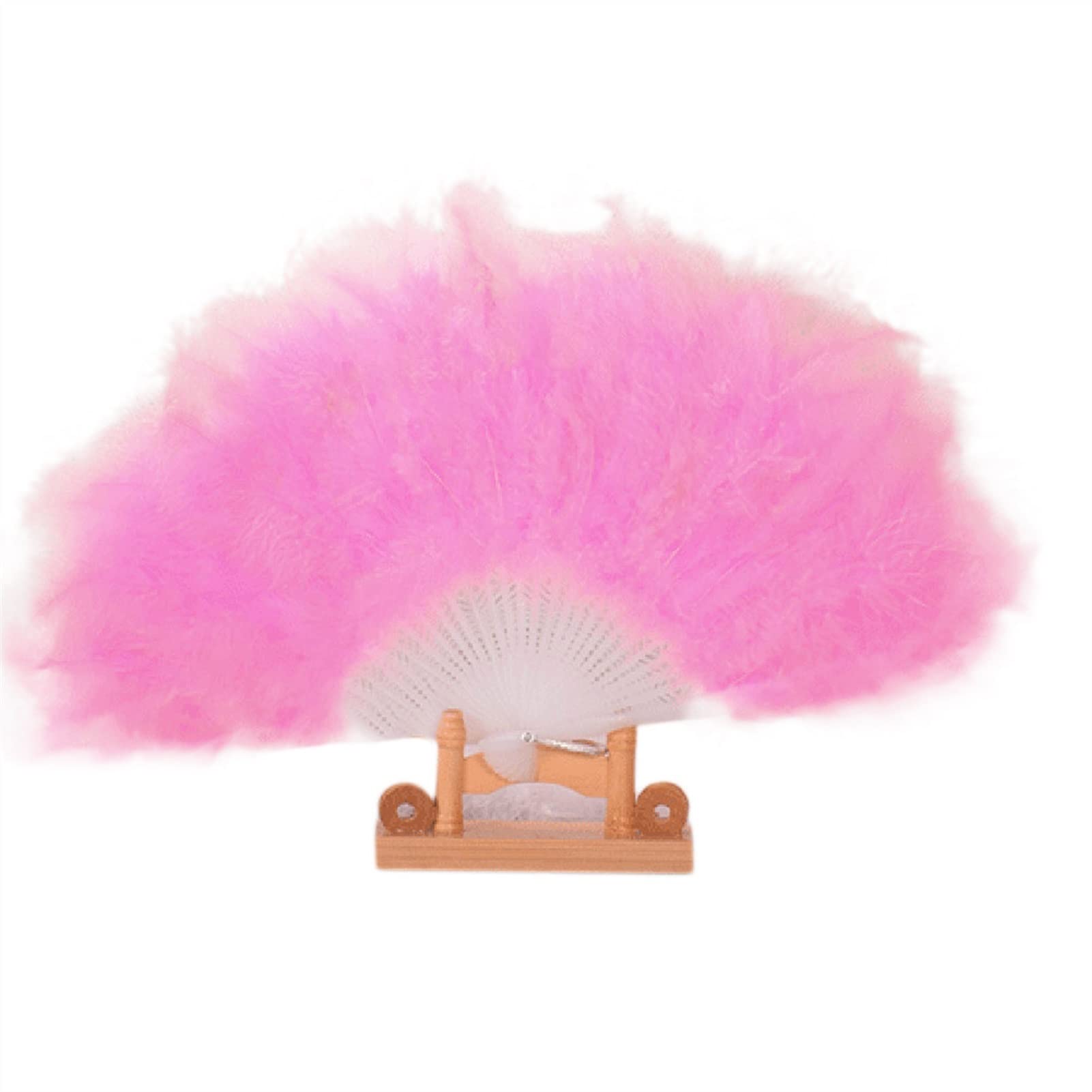 ONILA Folding Hand Fan Newest Old School Wedding Showgirl Dance Elegant Large Feather Folding Hand Fan Decor Decal Handheld Fans (Color : Hot Pink)