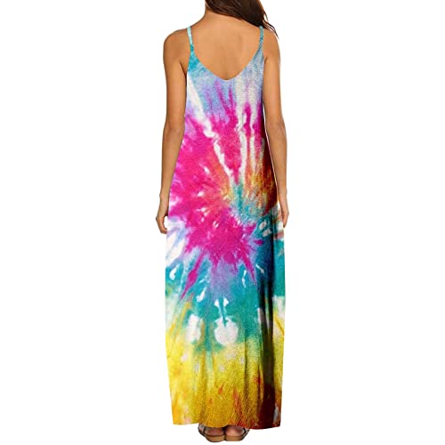 Long Skirts for Women Fall with Slit Tuxedo Summer Casual Dress Printed Bohemian Spaghetti Strap Boho Floral Maxi Pink