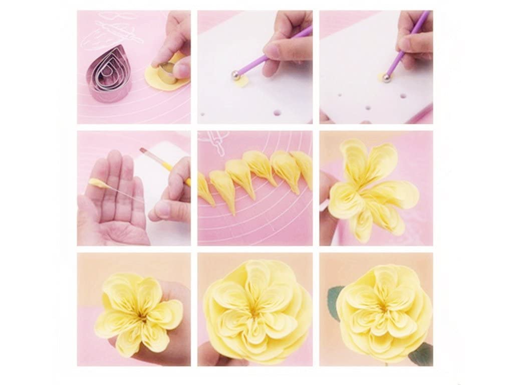 OKUBOX BT02 7pcs/set Stainless Steel Rose Petal Cake Cookie Cutter Mold Pastry Baking Mould Tear Drop Cutter Set