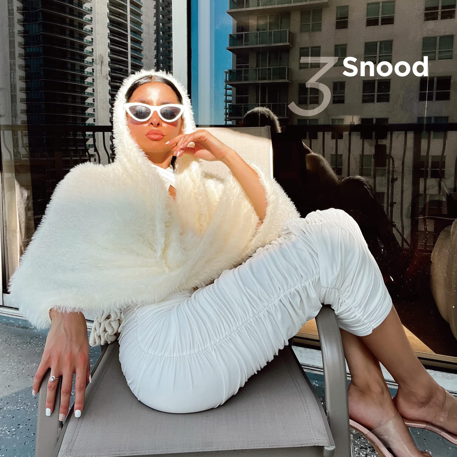 KM CHOICE ONE Scarf: Infinity Scarf, Faux Fur Giving Shawl for Women Winter Warm, Wraps for Men, Christmas Gift, Soft & Fluffy Scarf in Gift Box (Ivory)